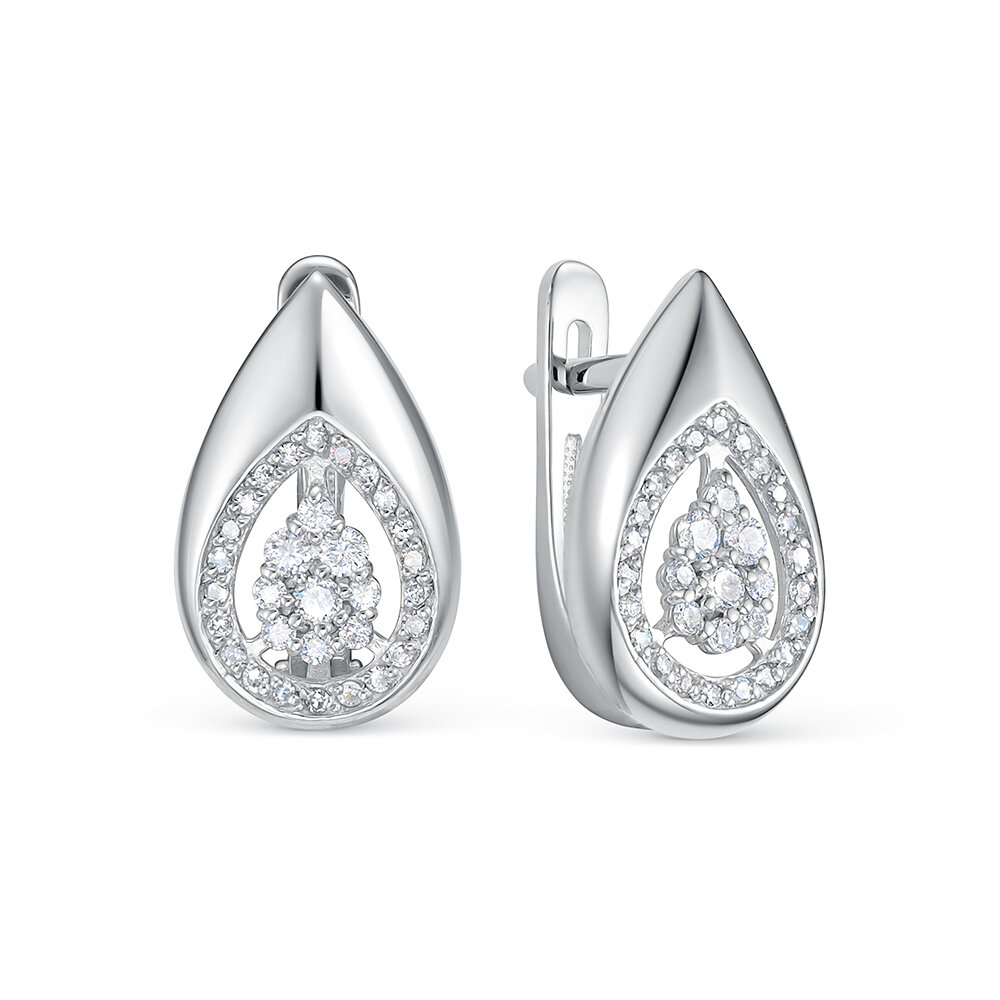 Серьги, белое золото, 585 проба, бриллиант