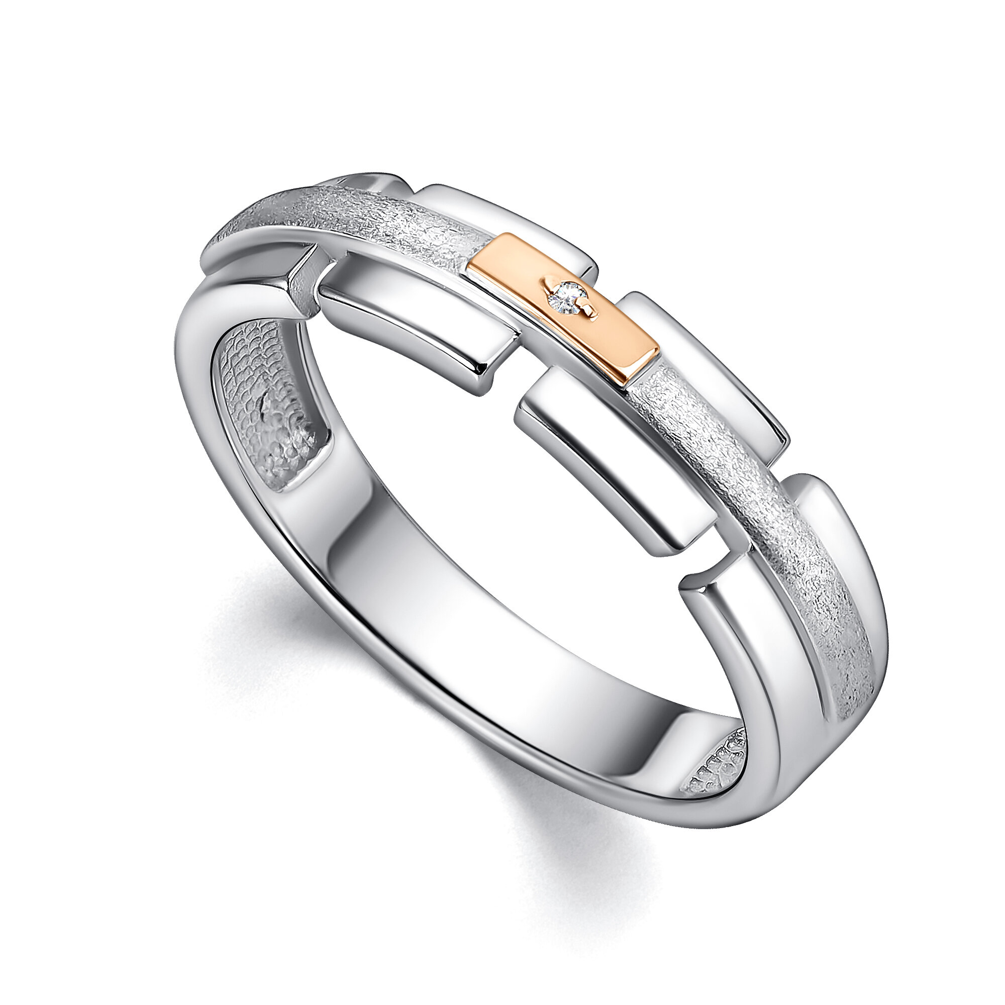 Кольцо, серебро, 925 проба, родирование, бриллиант