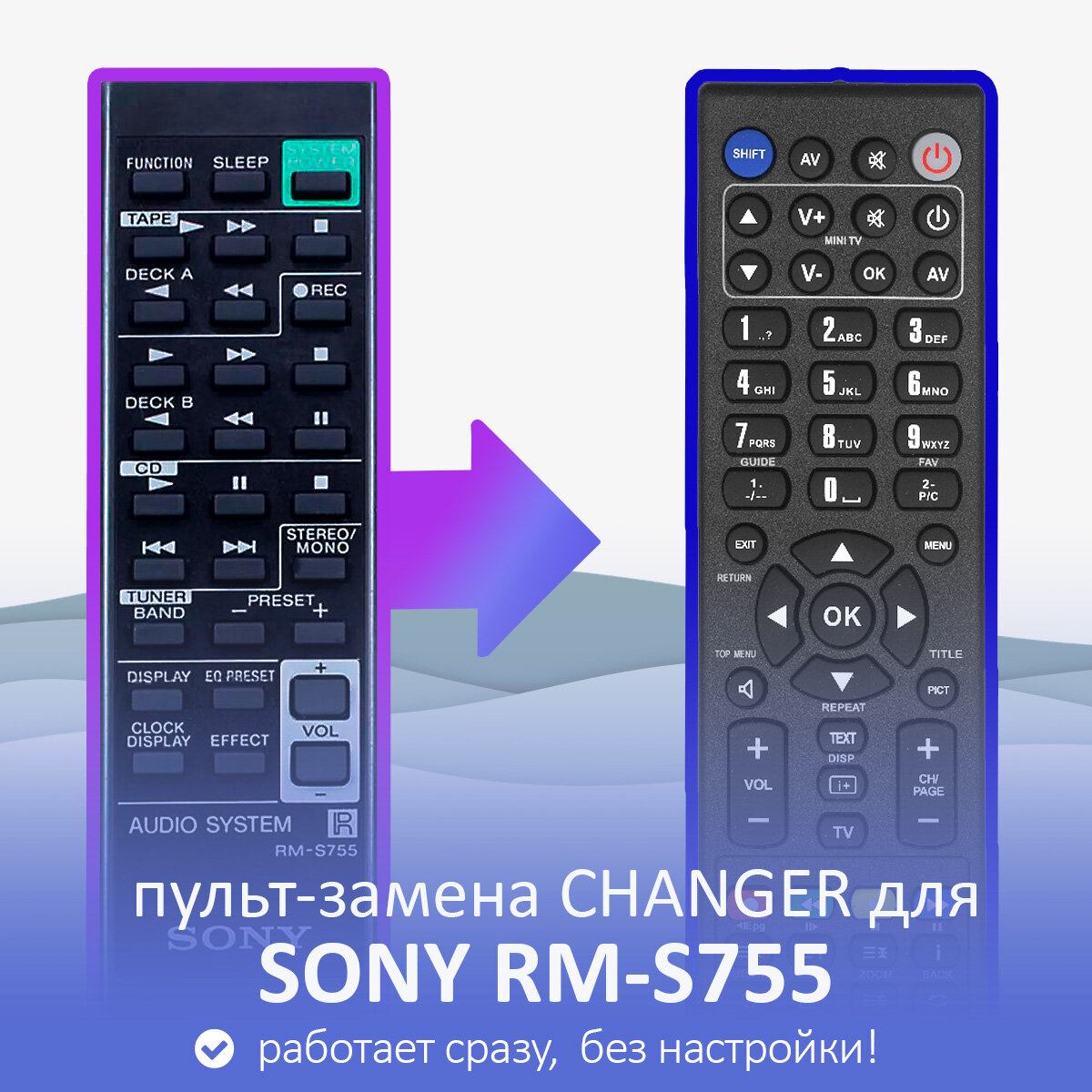 Пульт-замена для SONY RM-S755