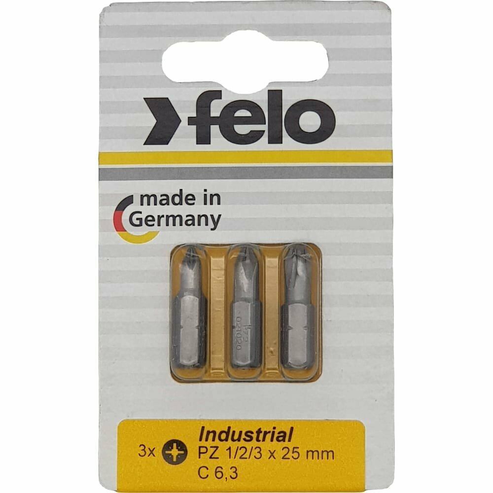 Бита крестовая Pozidriv PZ 1/2/3, набор из трёх односторонних бит из CrMoV с хвостовиком, для точного закручивания