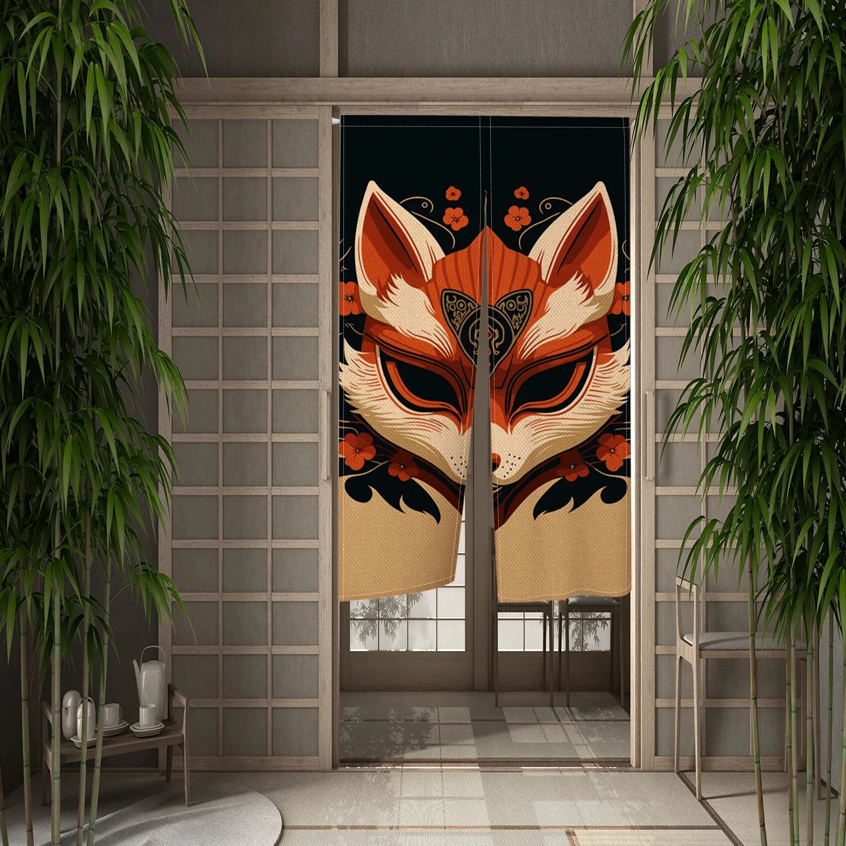 Японские дверные шторы из льна 85x180cm, 2