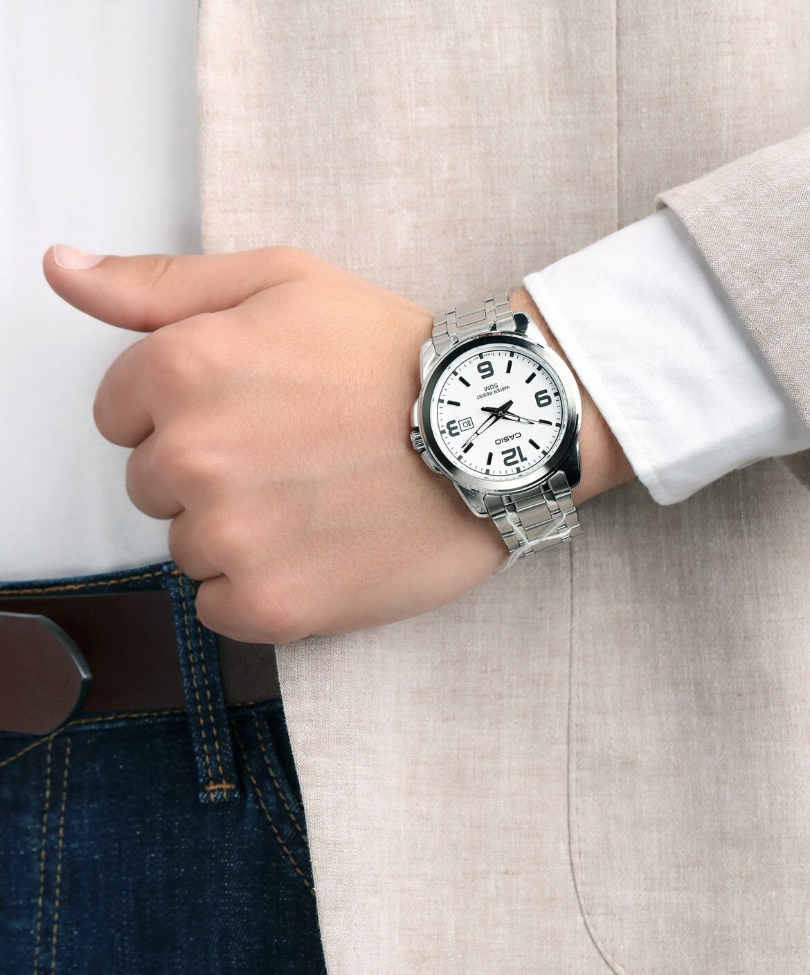 Наручные часы CASIO Collection, серебристый/белый — фото 1