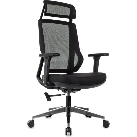 Кресло руководителя Бюрократ MC-412N-H черный сетка/ткань с подголов. крестов. металл хром