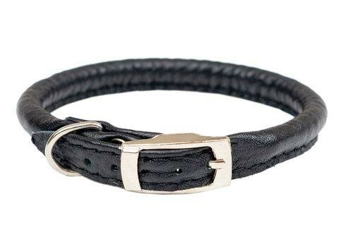 Дарэлл Zoo-M Ошейник кожаный круглый Cord d8мм. пряжка 14мм. обхват 38-43см, черный