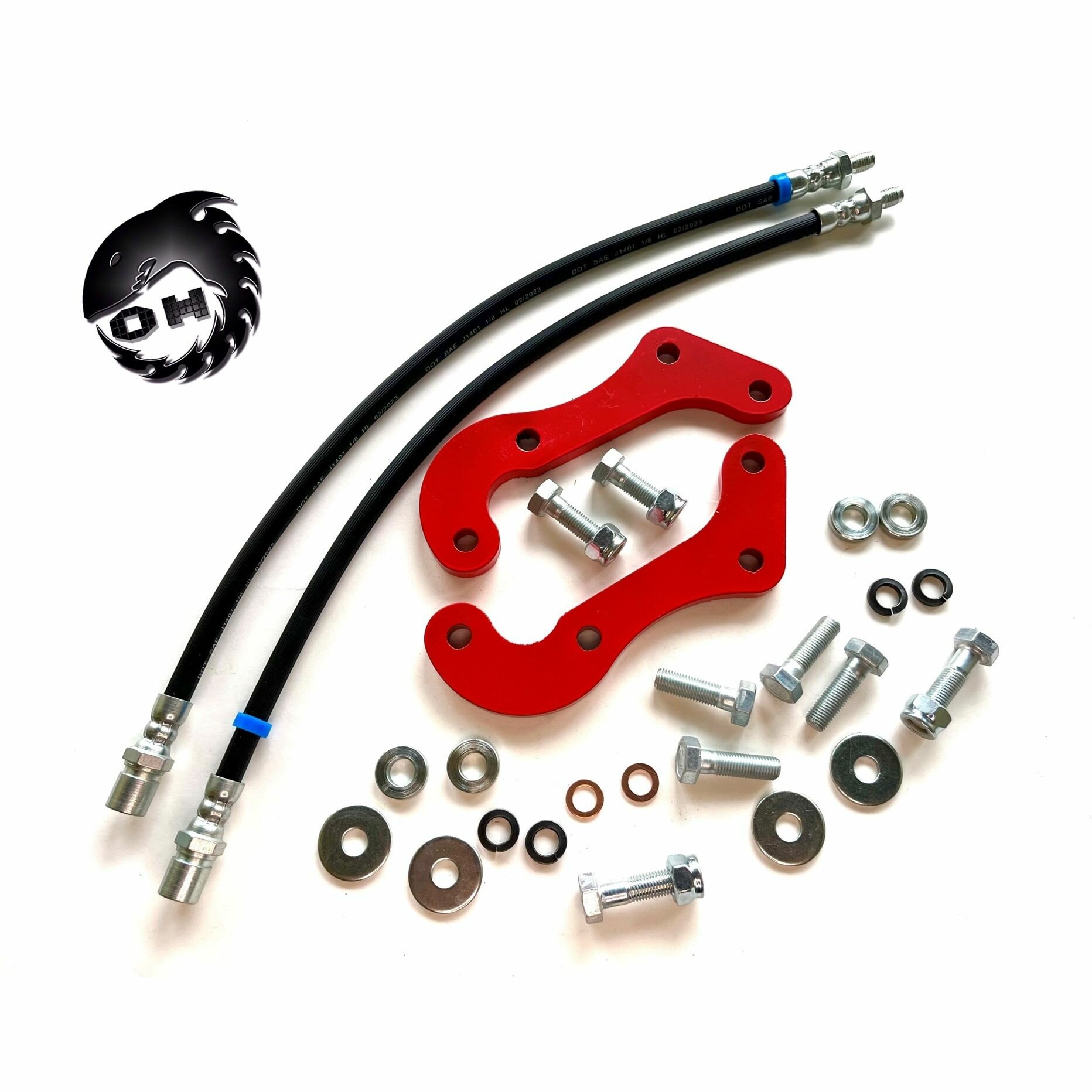 Переходные пластины суппортов 08 на Шеви Ниву, Ниву, с крепежом и тормозными шлангами