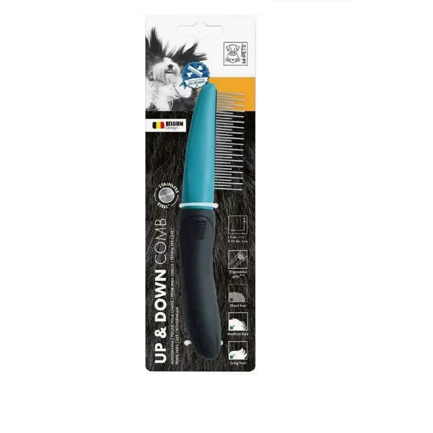 M-PETS Расческа с короткими и длинными зубцами, 22см