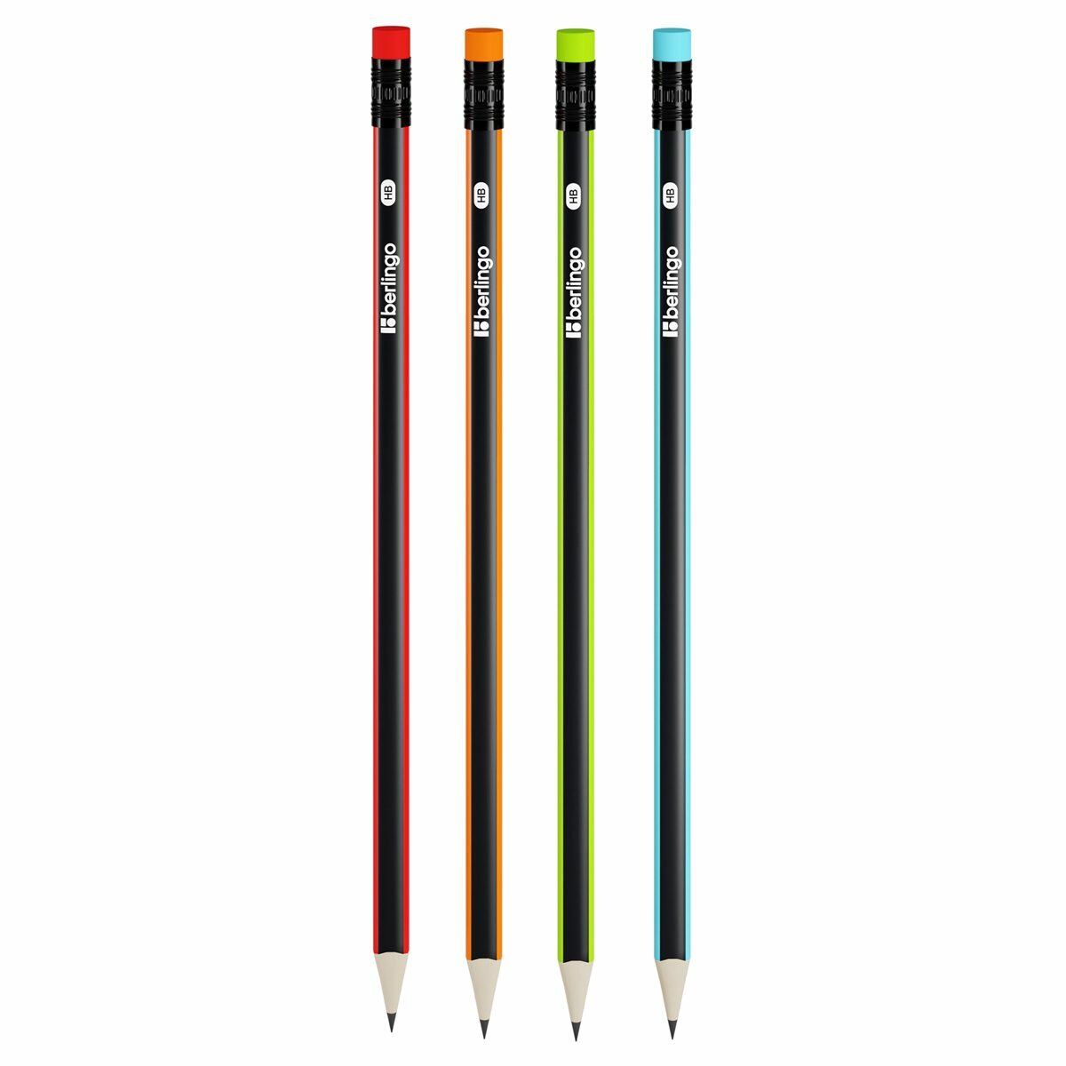 Карандаш чернографитный Berlingo Triangle (НВ, трехгранный, c ластиком, заточенный) (BP00800), 72шт.