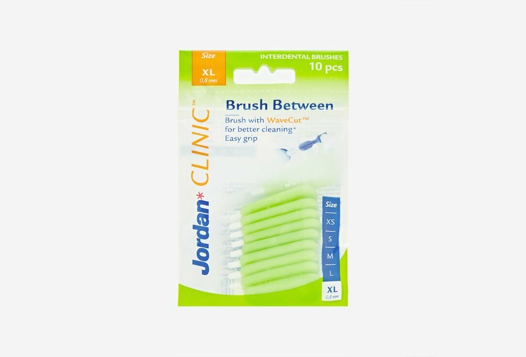 Зубные ёршики 0,8мм JORDAN Interdental Brushes Clinic Brush Between Size XL