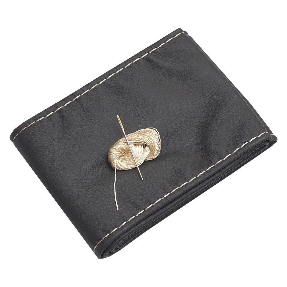 Оплетка для руля прошивная XL экокожа гладкая (черный) бежевая нитка