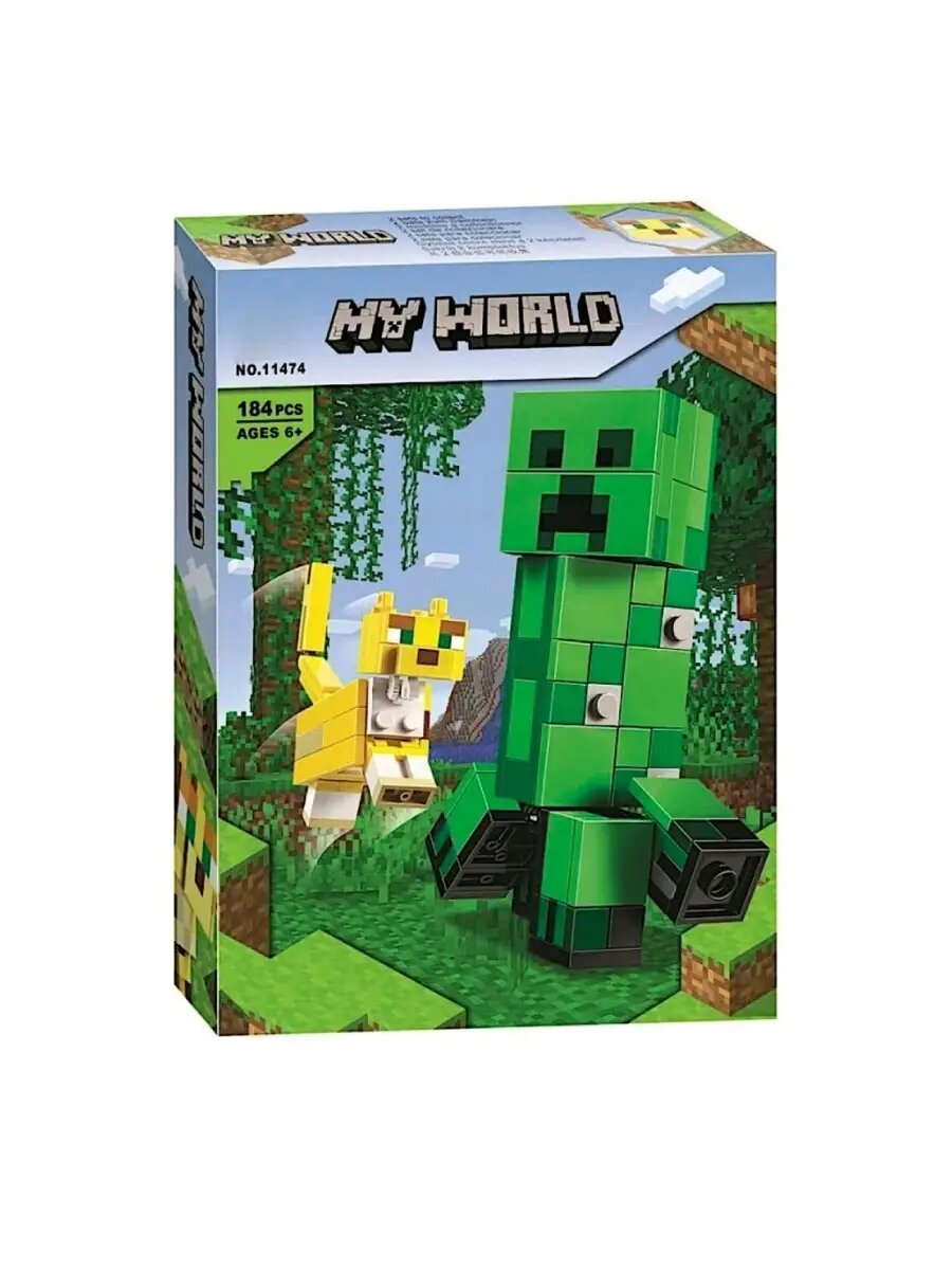 Конструктор Minecraft My World Майнкрафт котик Малыш-зомби / 184 деталь