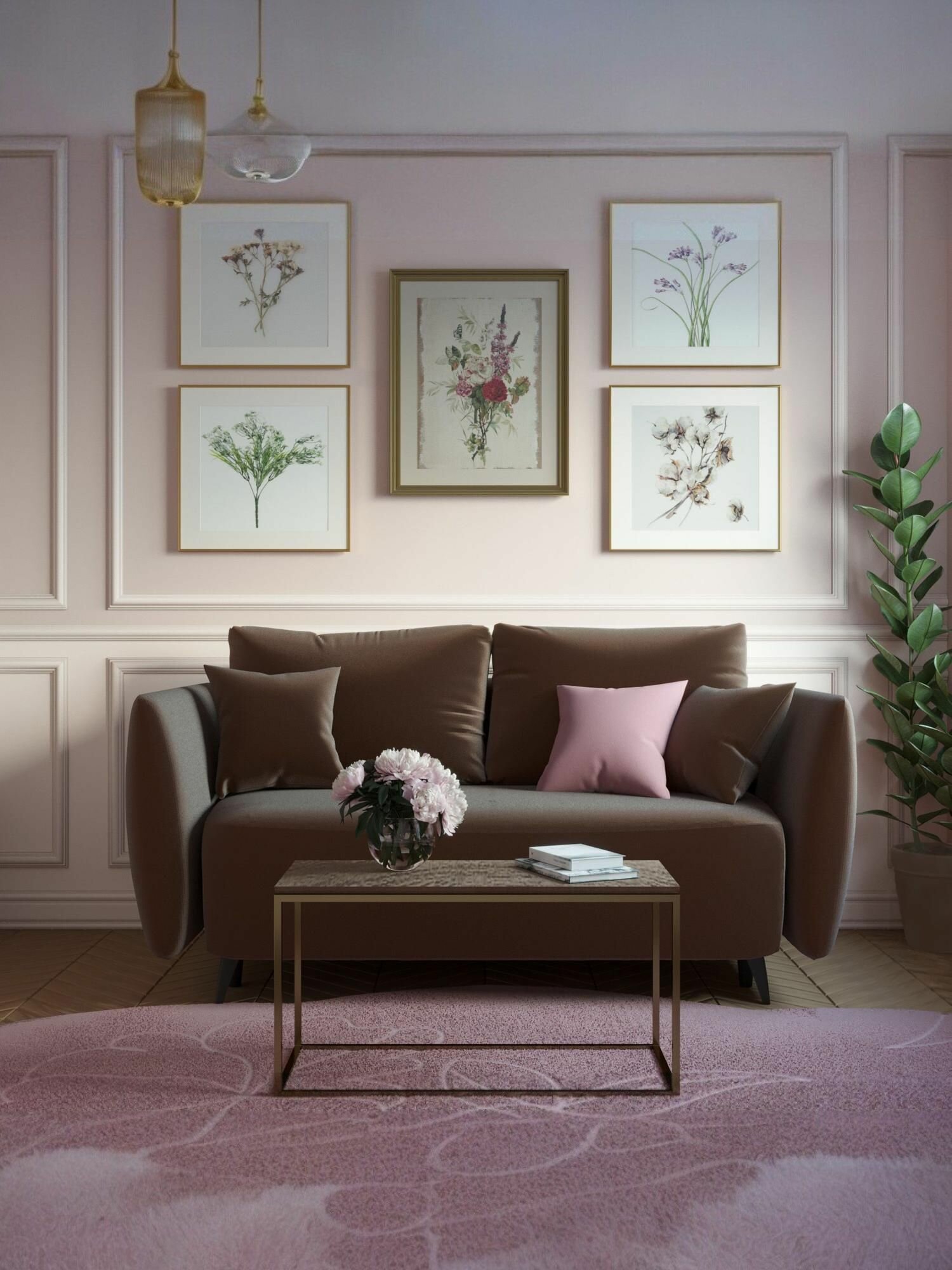 Прямой диван Manons Maison Galaxy, раскладной механизм Еврокнижка, Велюр Капучино, 171х89х89 см