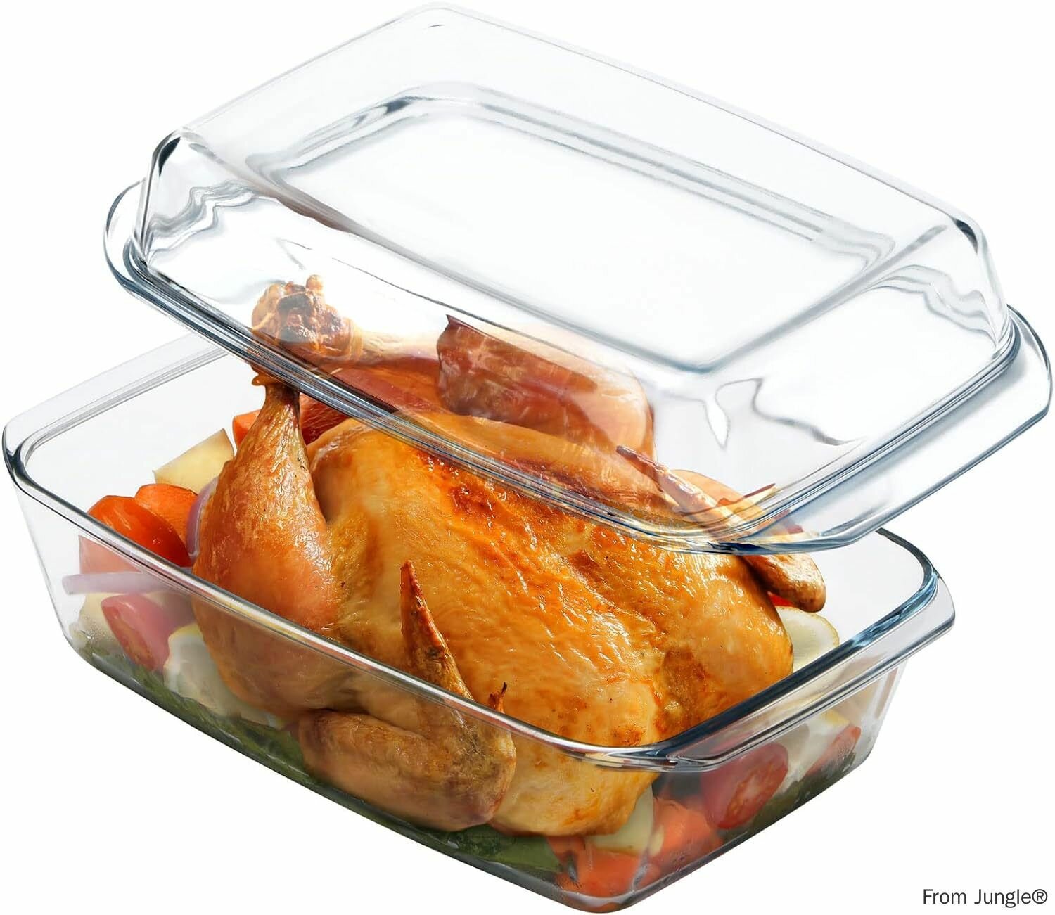 Жилая и садовая посуда для выпечки Кастрюля микроволновой печи с крышкой Прямоугольное стекло со стеклянной 3 литра -HJ