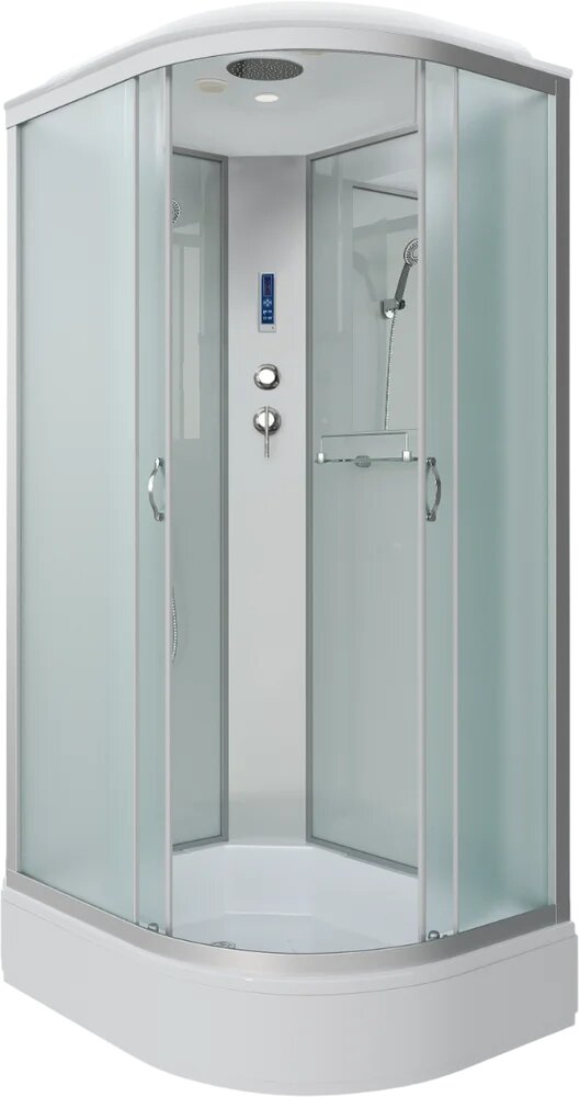 Душевая кабина Niagara Classic NG-33084-14LP стеклянная, 100x80, с радио, закрытая (с крышей), с матовым стеклом, без гидромассажа средний поддон с вентиляцией с освещением с функцией тропический душ