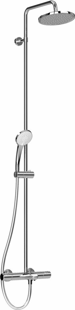 Душевая стойка Ideal Standard Ceratherm T25 A7590AA со смесителем, термостатическим, хром, глянцевая, с тропическим душем, с изливом, с лейкой, душевая система, латунная