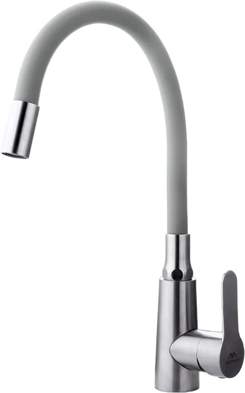 Смеситель для кухни Fashun A54301-12 с гибким изливом, с поворотным изливом, серый, матовый, однорычажный, нержавеющая сталь, с керамическим картриджем