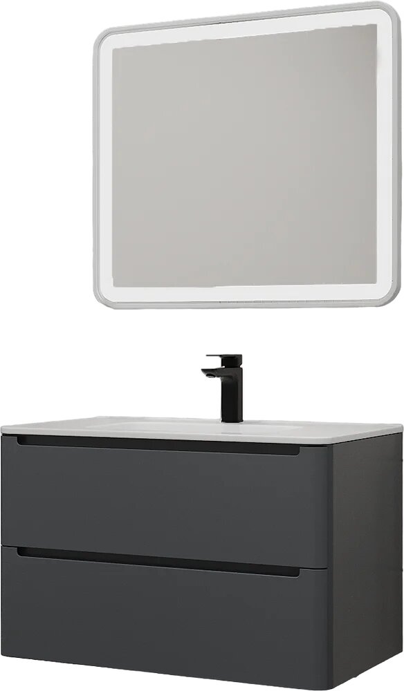 Мебель для ванной комнаты IDDIS Edifice 80 подвесная, темно-серая, раковина 0108000i28