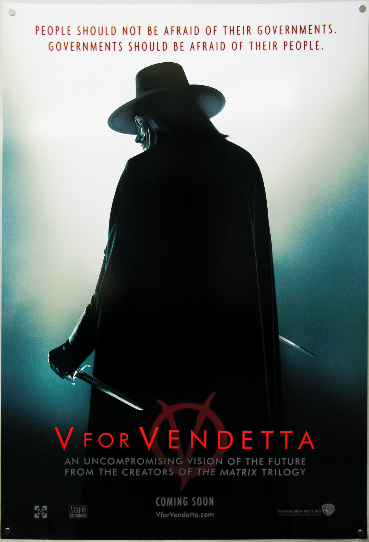 Плакат, постер V значит Вендетта (V for Vendetta 2005) на холсте, размер 60х84см