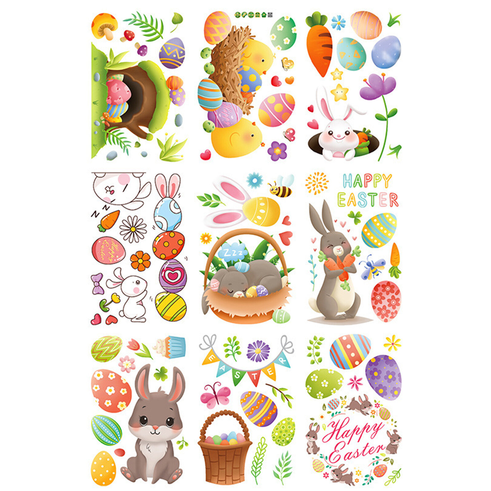Аксессуар для Пасхи, Пасхальные наклейки на окна Набор Кролик Гном Яйцо Стеклянная наклейка со статическим электричеством для дома, Спальни, гостиной, Двери, Украшения стен, подарочные принадлежности