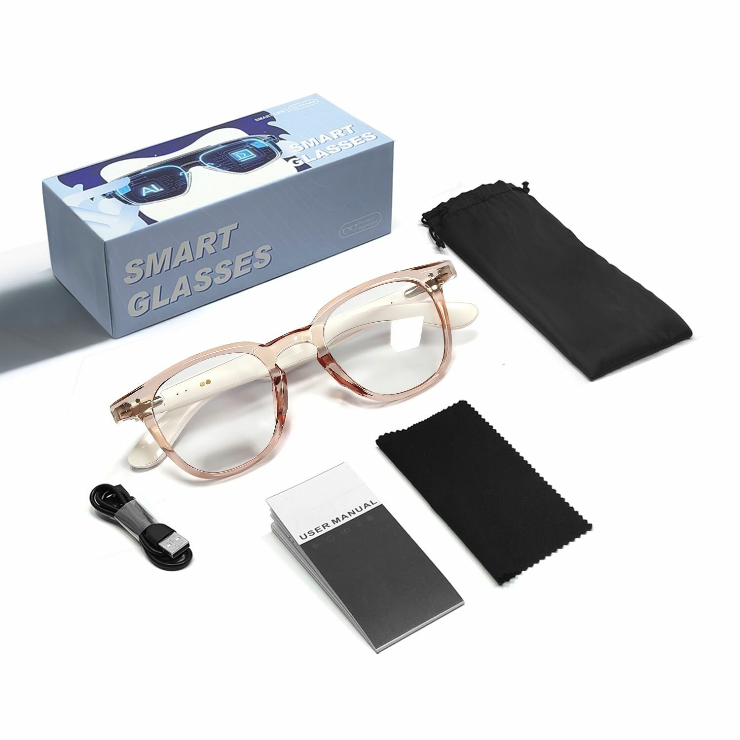 Умные очки GT52 с AI-переводчиком: автономная работа, металлический шарнир, музыка и связь