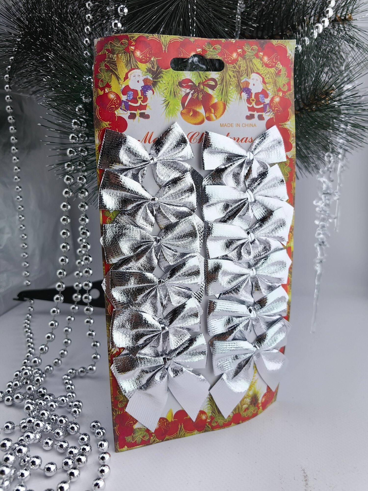 Бант новогодний на елку набор 12 шт