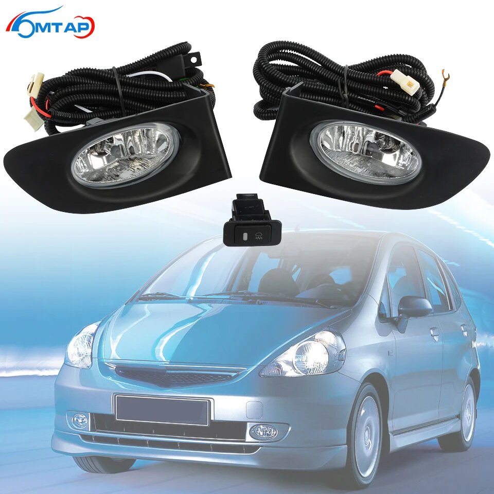 Передний бампер автомобиля MTAP, противотуманные фары, отражатель, комплект противотуманных фар для HONDA FIT JAZZ GD1 GD3 2003-2008, японская версия, комплект противотуманных фар