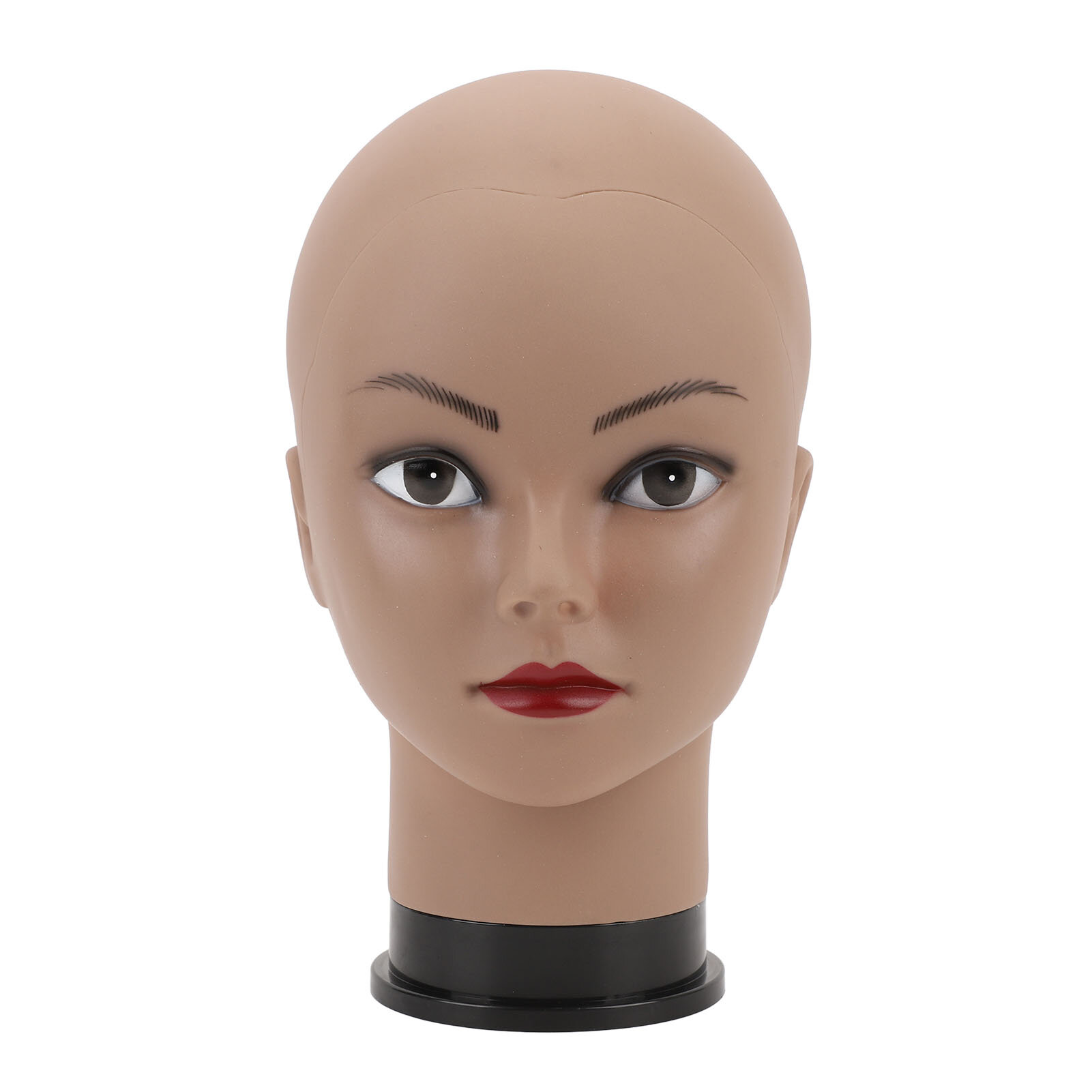 Bald Mannequin Head with Makeup Black Skin Female Professional Cosmetology for Wig Making Display Eyeglasses