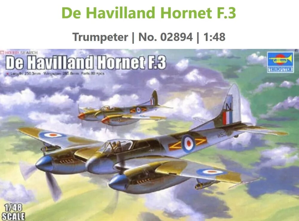 Trumpeter 1/48 02894 Де Хэвилленд Хорнет F.3 сборная модель самолета