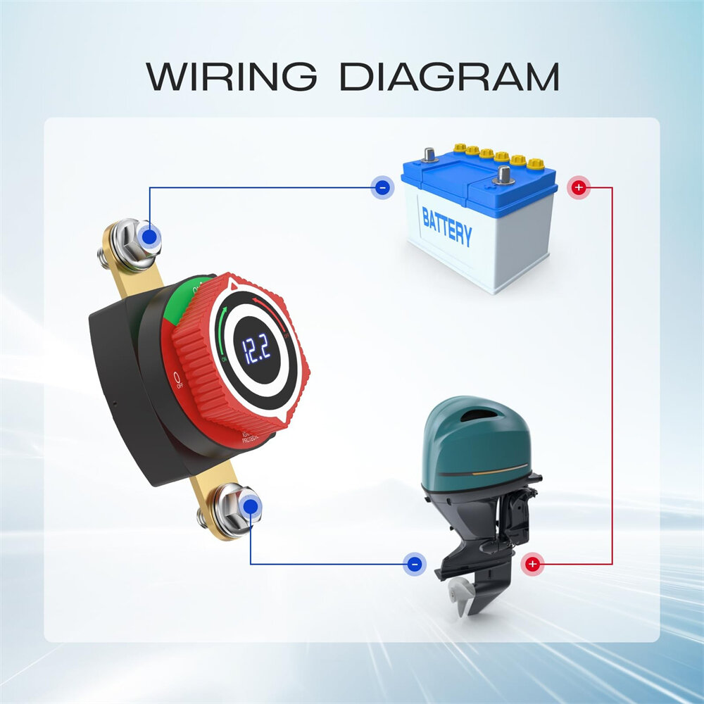Side Post Battery Disconnect Switch 12V with LED Voltmeter — фото 1