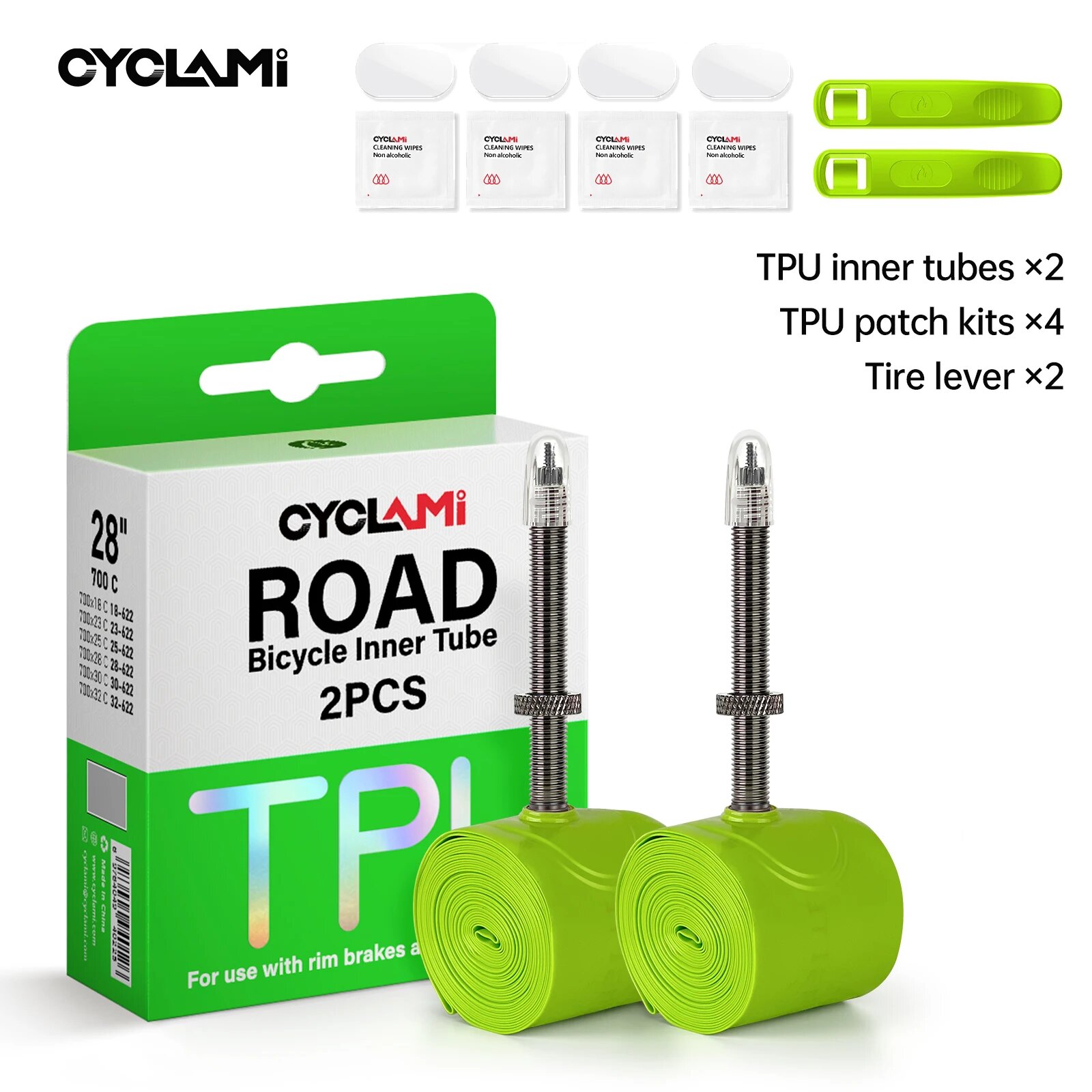 CYCLAMI Камера велосипедная Road 700C ТПУ 2шт с подарком