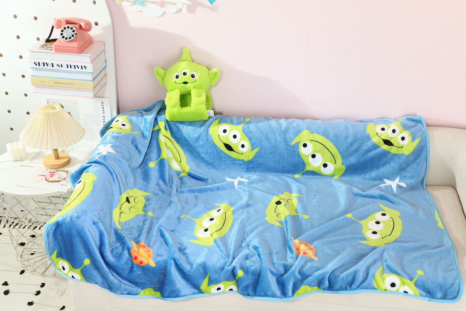 Плед-подушка MINISO "Лило и Стич", коралловый флис, 100x150см