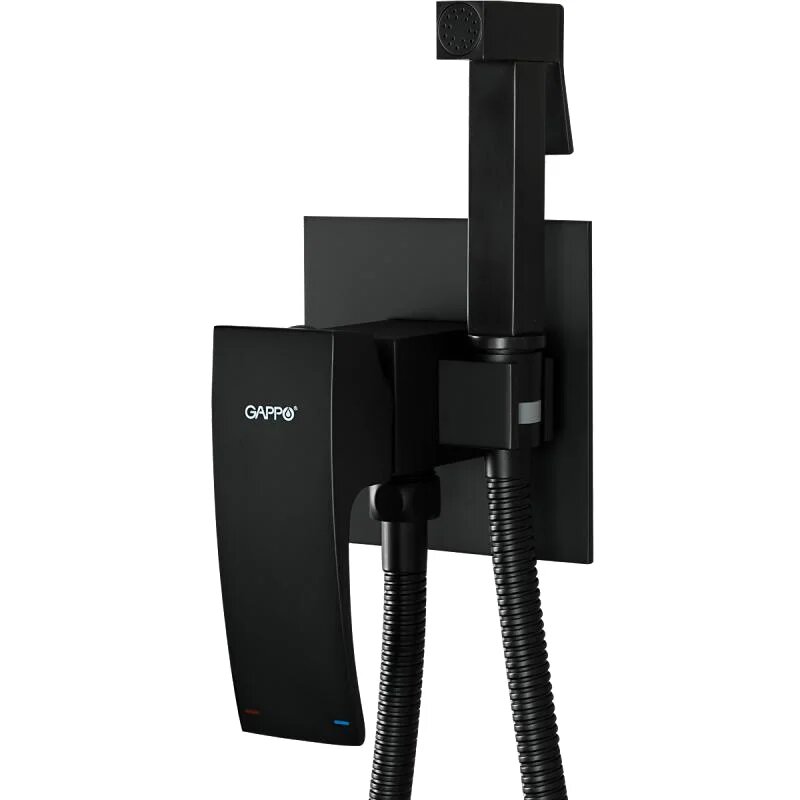Гигиенический душ Gappo G07-6 G7207-6 встраиваемый, скрытого монтажа, со смесителем, черный, матовый, латунь, рычажный, смеситель для биде