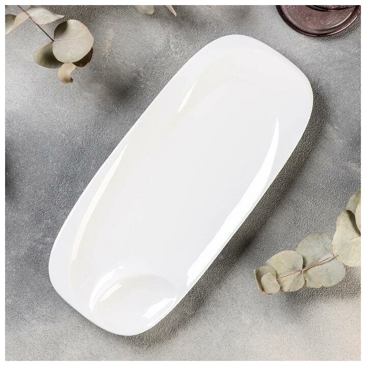 Блюдо с соусником Magistro "Бланш", 28x12,5 см, цвет белый, фарфор, блюдо для сервировки