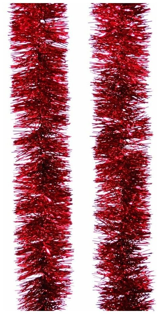 Мишура праздничная, 5 см х 2 м, цвет - красный, MOROZCO M1007