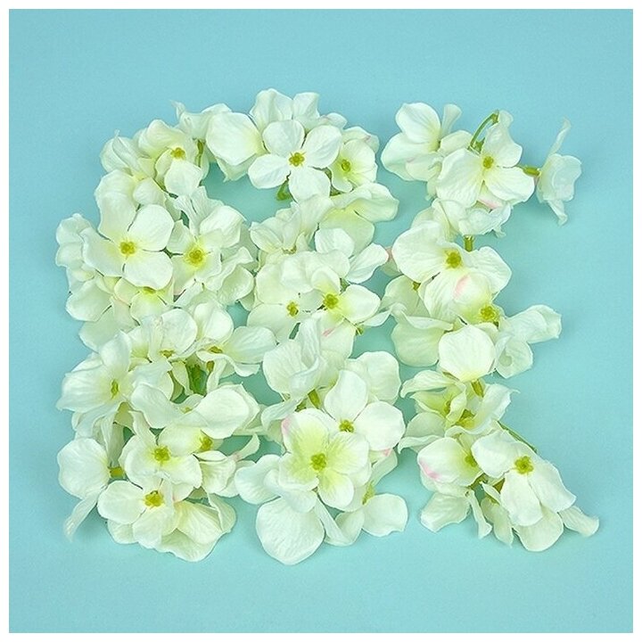 Искусственные соцветия гортензии белые, 10 см, 10 шт. в упаковке, для декора
