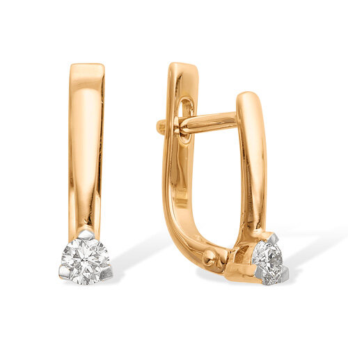 Серьги, золото, 585 проба, бриллиант