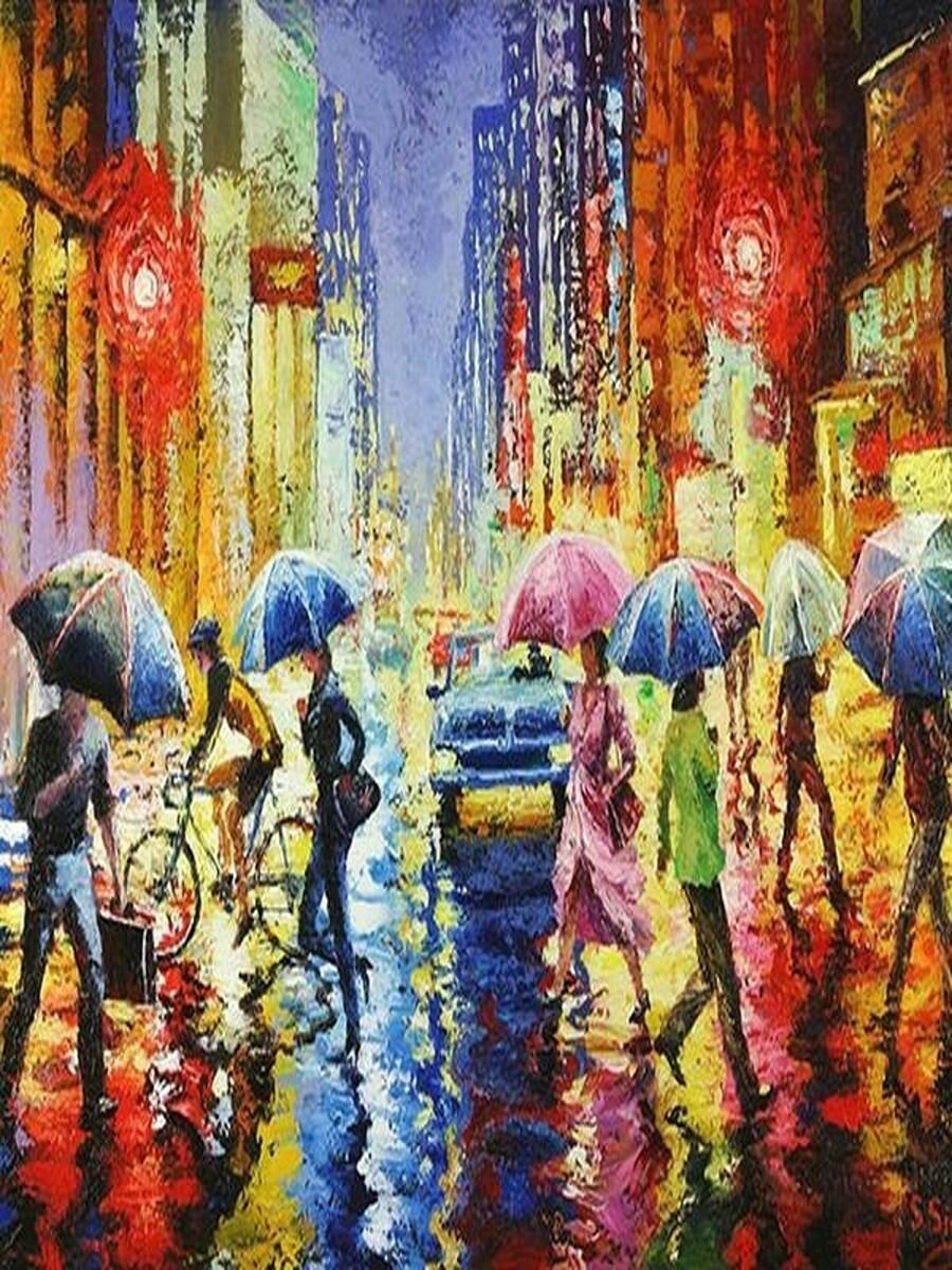 Картина по номерам на холсте Дождливый город