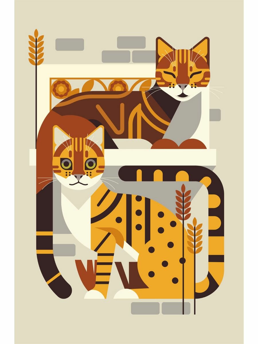 Постер "Геометрические кошки"