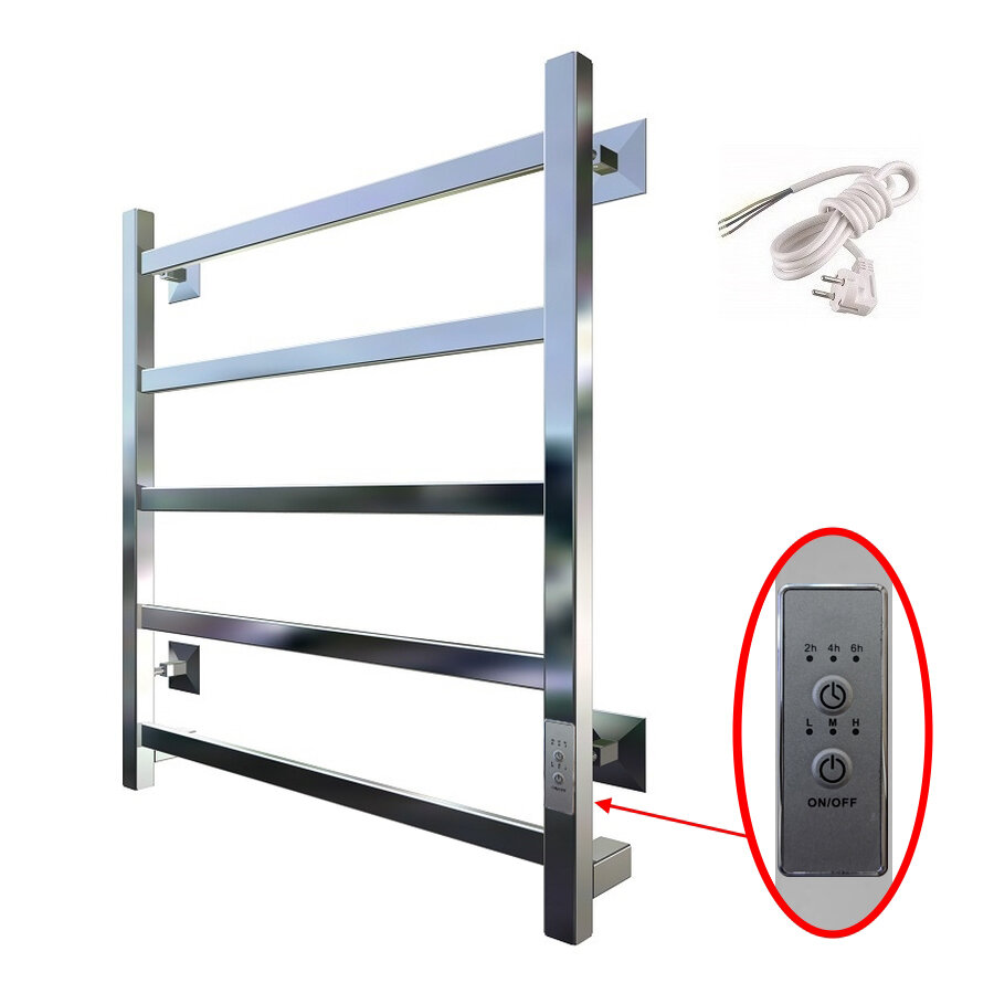 Полотенцесушитель электрический TermoPrime 500мм 600мм с терморегулятором форма лесенка подключение слева и справа