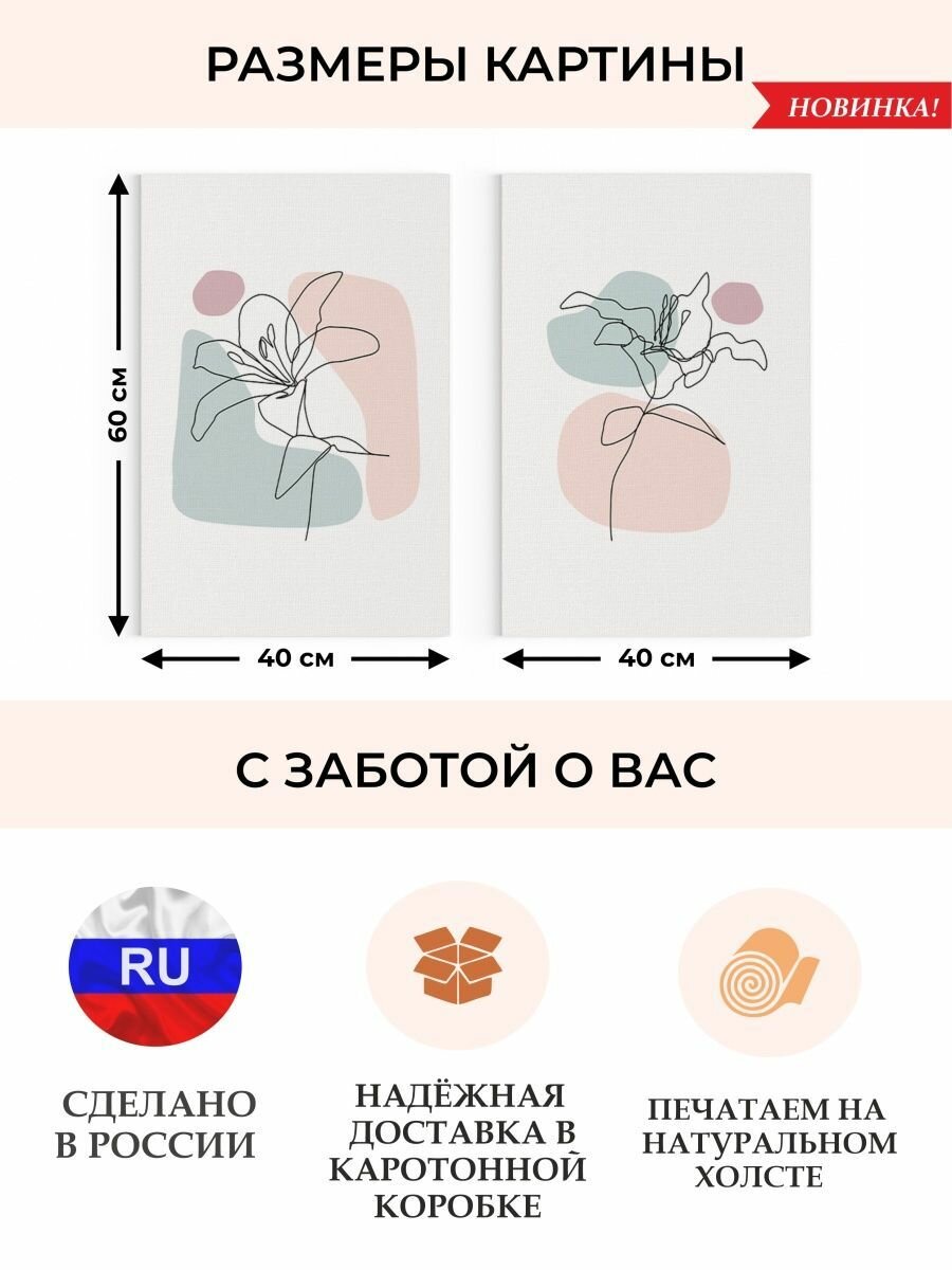 Красивые цветки в нежных тонах полностью готовая 40х60 2 шт