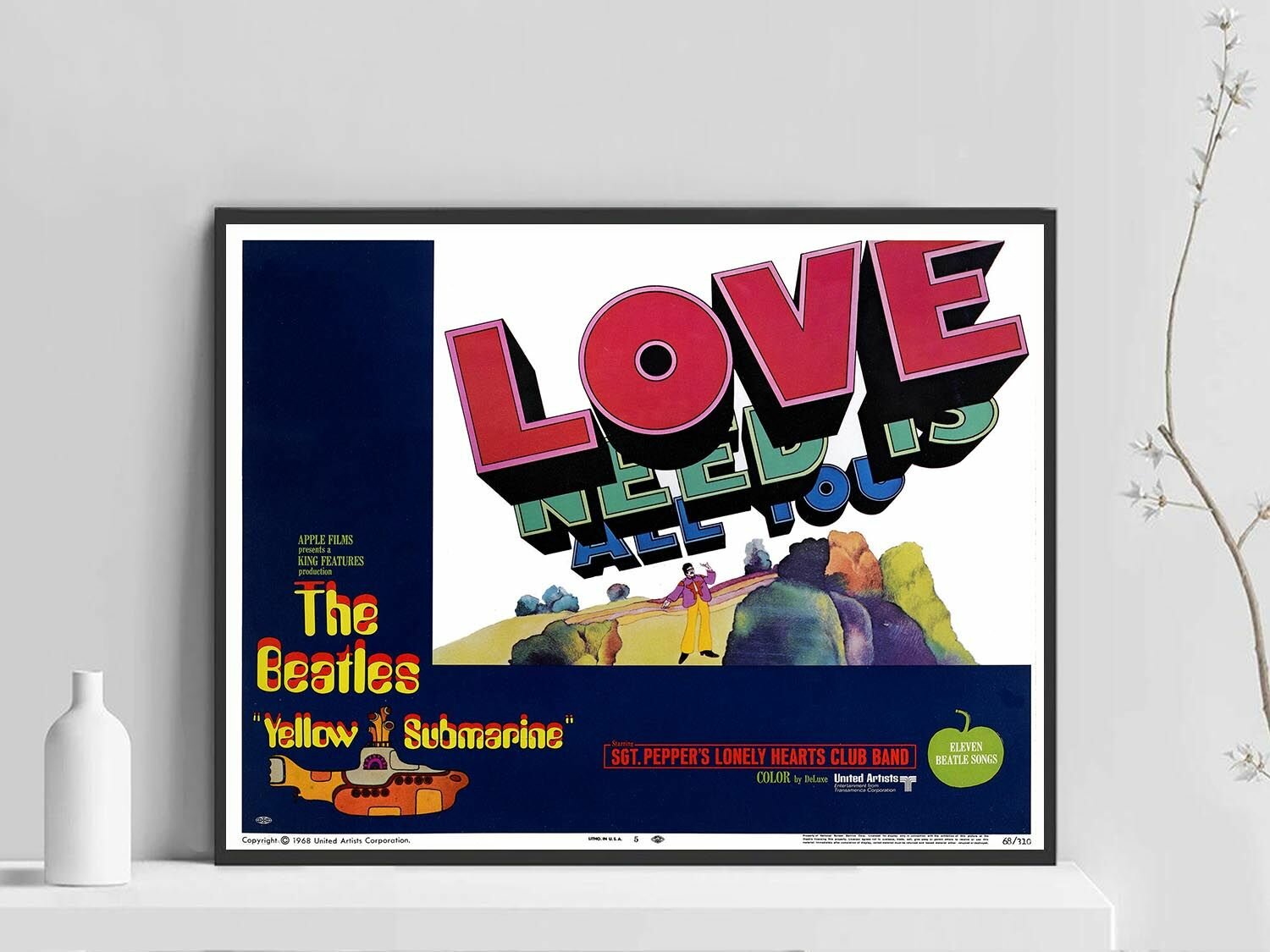 Ретро Постер The Beatles - Yellow Submarine 1 шт А3, Плакат Жёлтая подводная лодка Ливерпульская четверка