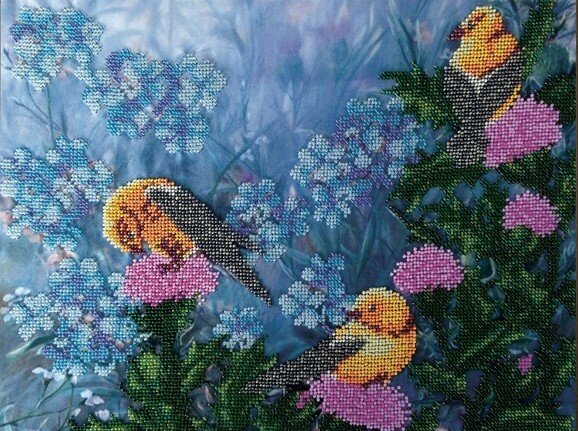 Набор для вышивания FeDi #КВ520 Птички, Вышивка бисером, 39 х 29 см