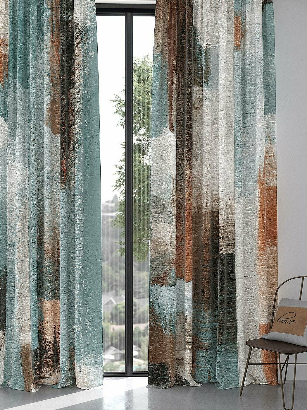 Комплекты штор AT HOME Лиминексис высота 270 см, ширина 150 см, крепление - шторная лента, Бежевый