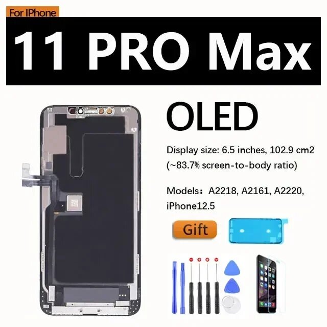 Для iPhone X XR XS XSmax 11 ЖК-дисплей сенсорный экран в сборе, цвет, 3D чувствительный, без мертвого угла касания, класс AAA + OLED for 11 Pro Max