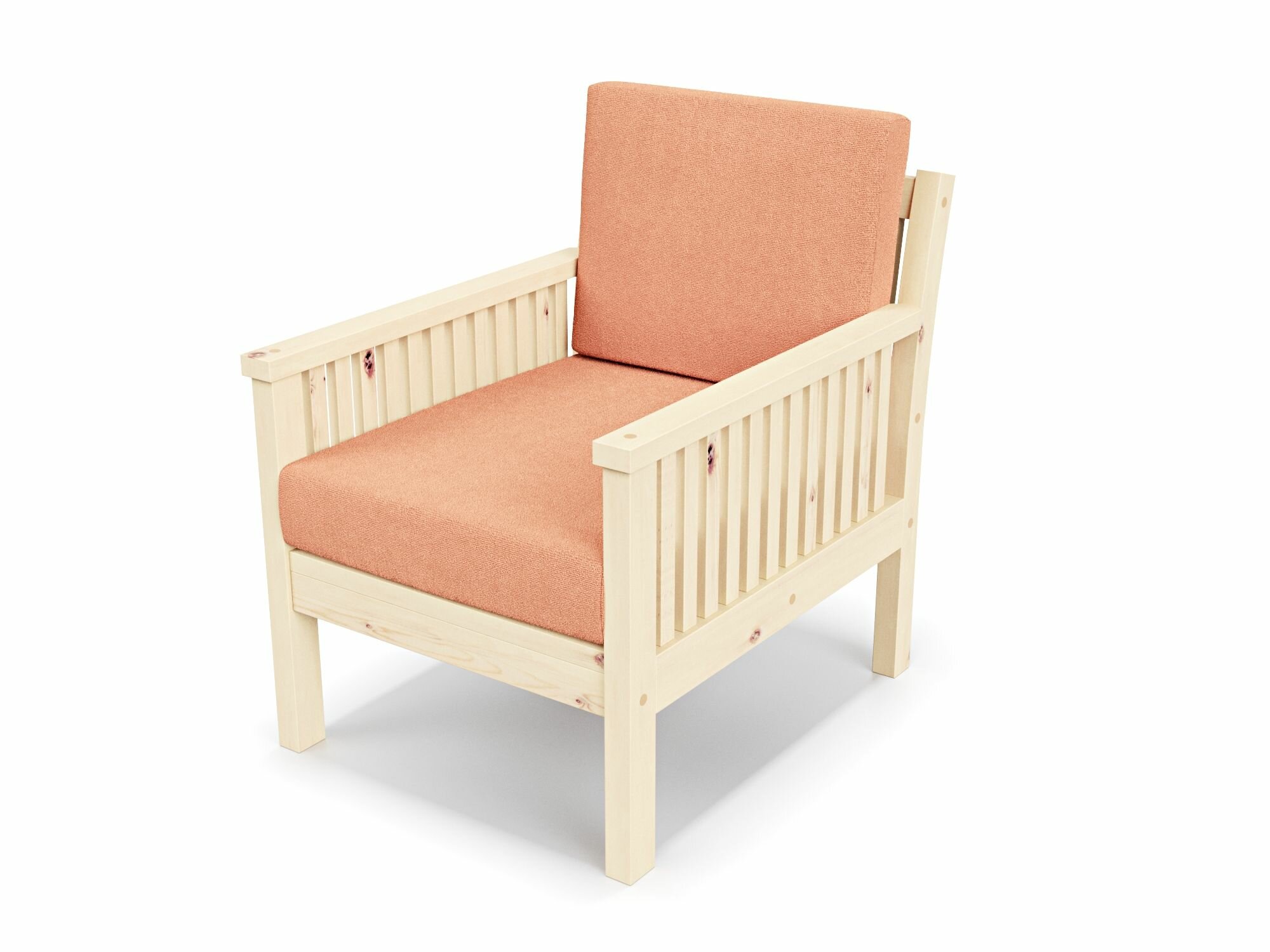 Кресло Arsko Нордик розовое, велюр, массив дерева, с подлокотниками, садовое, на дачу, скандинавский лофт