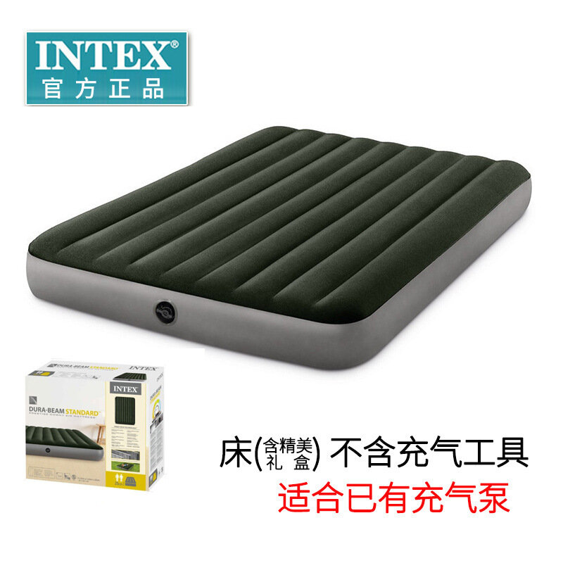 Надувная кровать INTEX с утолщением и шнурком, флокированный матрас для кемпинга, портативная двойная воздушная кровать для улицы