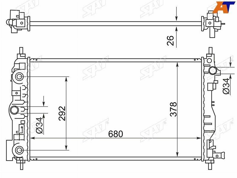 . SAT Радиатор охлаждения двигателя для Chevrolet Cruze 09-15 , Daewoo Lacetti 08-11 , Buick Regal 09- , Chevrolet Impala 12-20 , M