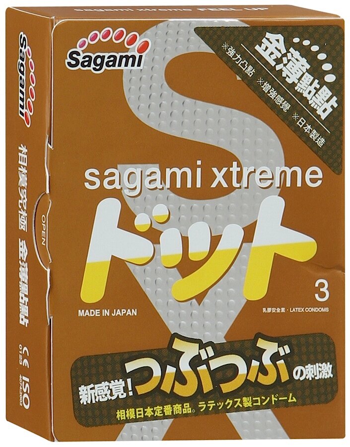 Презервативы Sagami Xtreme Feel Up, текстура с точками/линиями, прозрачные, латекс, 3 шт