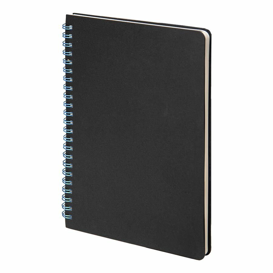 Блокнот на двойной пружине HELIX, 143 х 205 мм, черный с голубым, блок в линейку