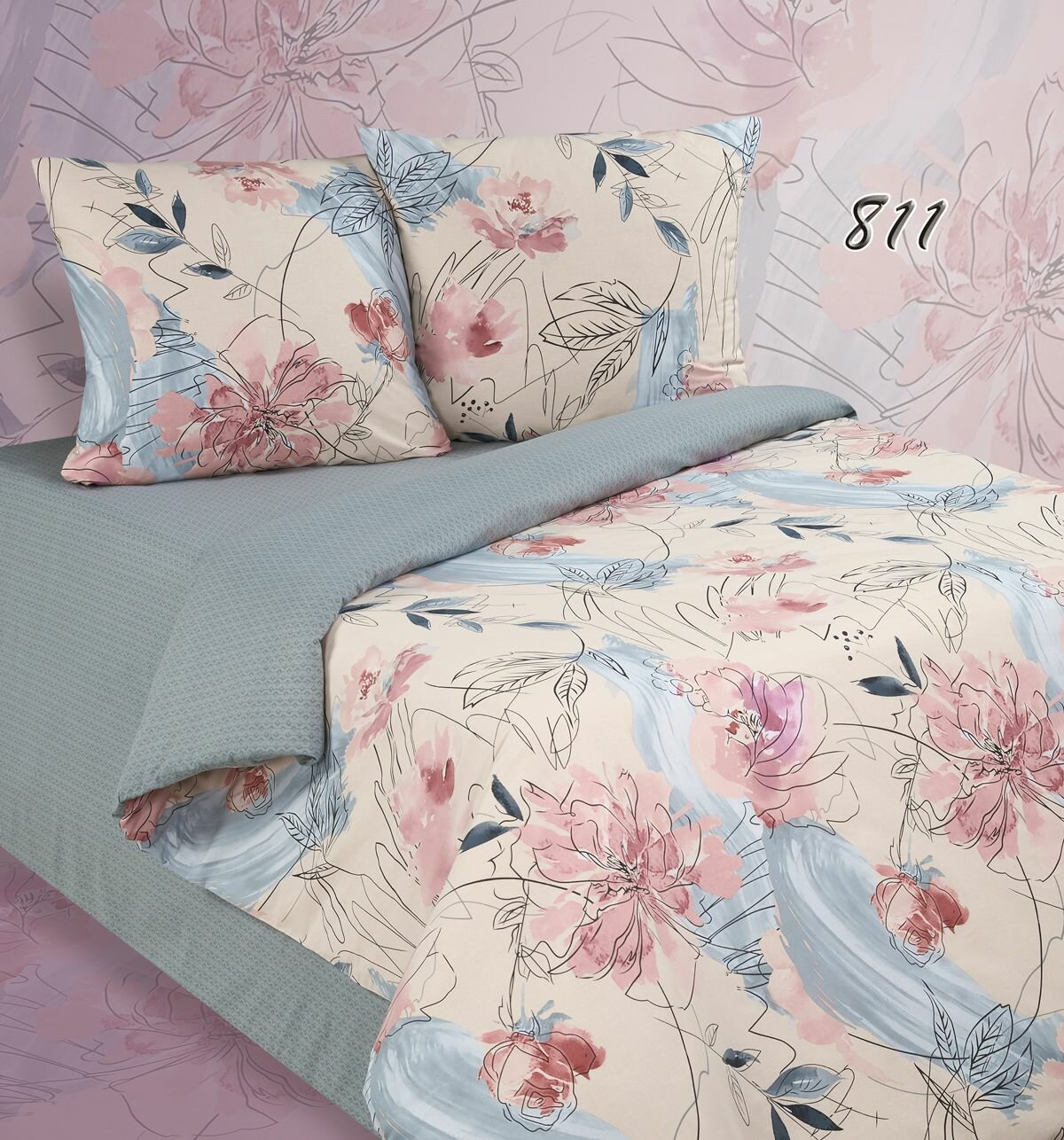 Комплект постельного белья 811 поплин хлопок Евро Экзотика