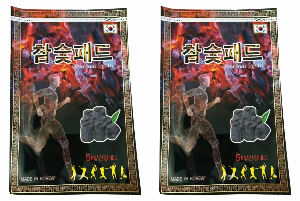 Пластырь Daejeon Charcoal Pad, с древесным углем, набор 5 шт, 2 упаковки